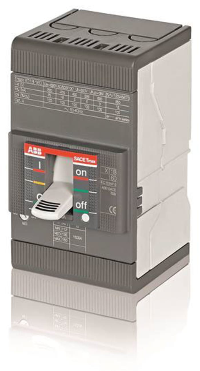 66807 ABB | ABB TMAX XT1B MCB, 3P, 100A, 690V AC, 500V DC, 18 kA ...