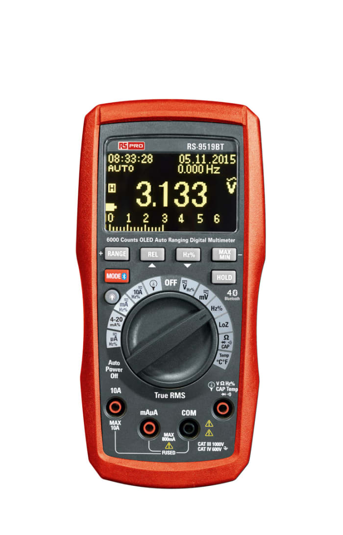 RS PRO | RS PRO RS-9519BT Handheld Digital Multimeter, True RMS, 10A ac ...