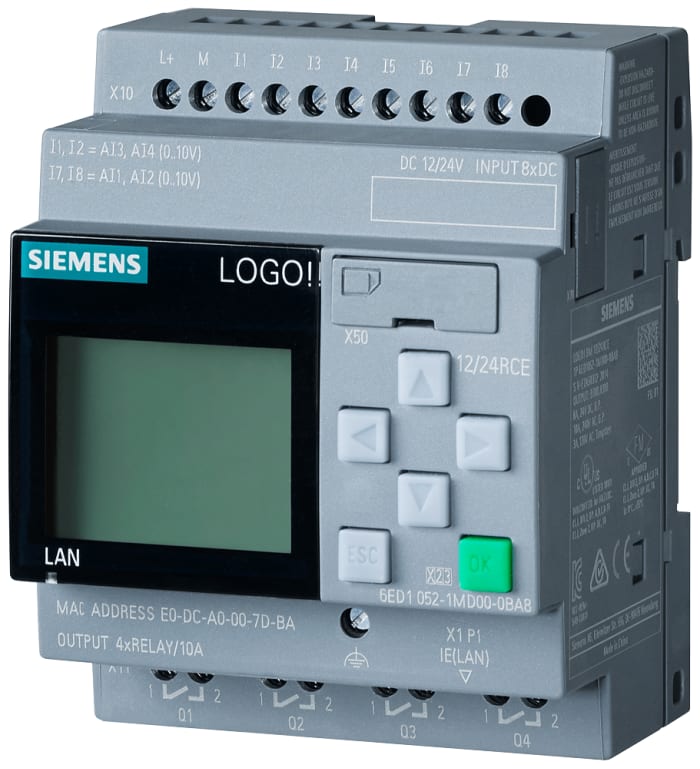 6ED1052-1CC08-0BA1 Siemens | Siemens, LOGO!, PLC CPU - 12 Inputs, 4 ...