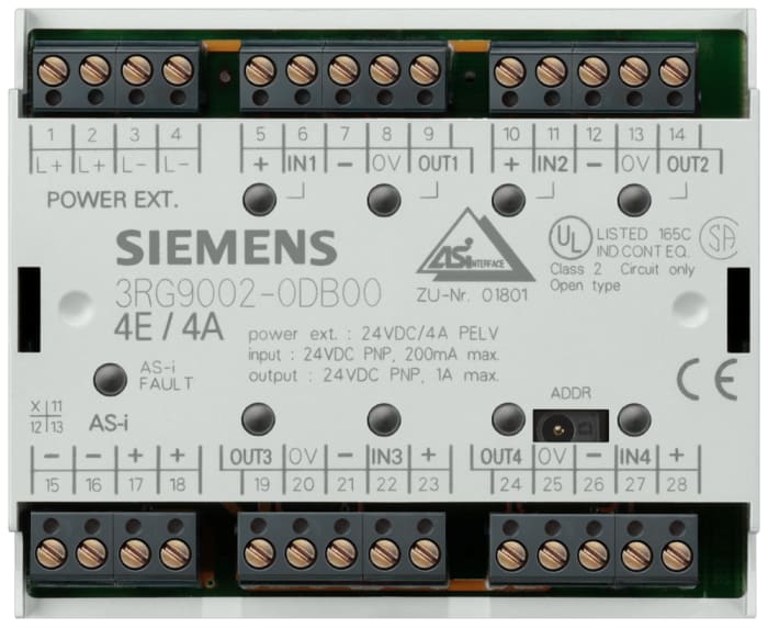 3RG9002-0DA00 Siemens | Siemens 3RG Series Input/Output Module, 4 Inputs, 4 Outputs, 24 V | 211 ...