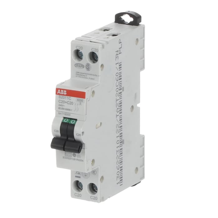 2CDS251281R0204 ABB | ABB S200C MCB, 2P, 20A Curve C, 240V AC, 6 kA ...
