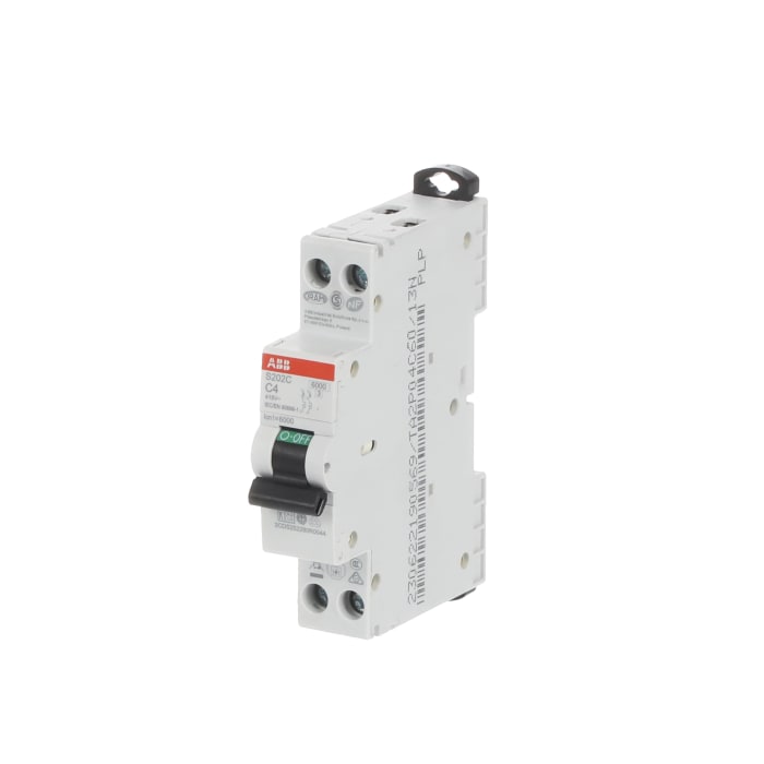 2CDS252280R0044 ABB | ABB S200C MCB, 2P, 4A Curve C, 415V AC, 6 kA Breaking Capacity | 212-1617 | RS