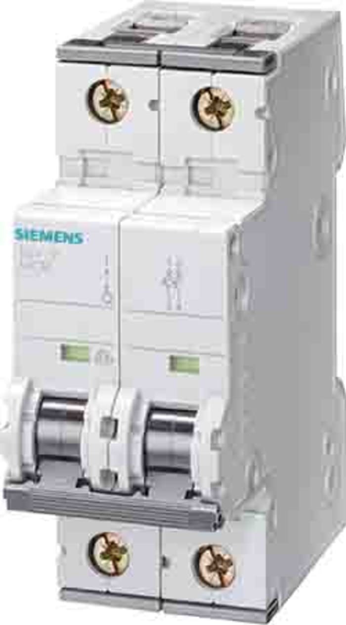 5SY5220-7 Siemens | Siemens SENTRON 5SY5 MCB, 2P, 20A Curve C, 400V AC, 440V DC, 10 kA Breaking ...