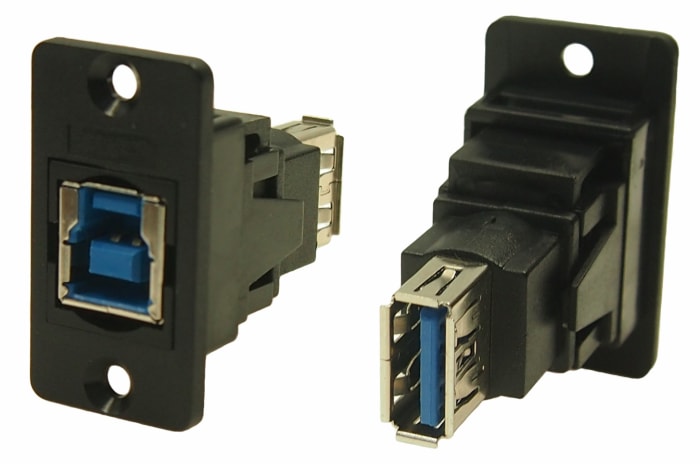 RS PRO | RS PRO Straight, Panel Female/Female- 2 Port Type USB Type B ...