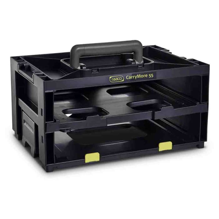 146388 Raaco | Raaco 2 Cell Black Compartment Box, 195mm x 386mm x ...