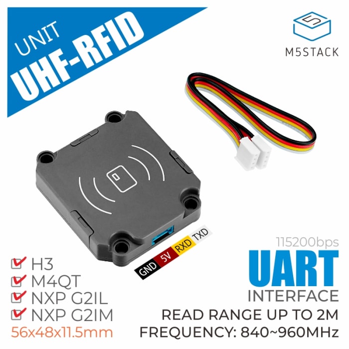 U107 M5Stack | M5Stack UHF-RFID JRD-4035 RFID Module for M5Stack UART ...