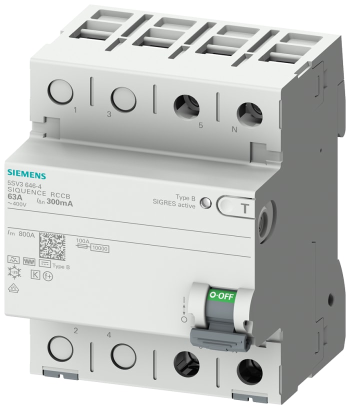 5SV3621-4 Siemens | Interruptor diferencial Siemens, 16A Tipo B, 2 Polos, 300mA SENTRON 230V ac ...