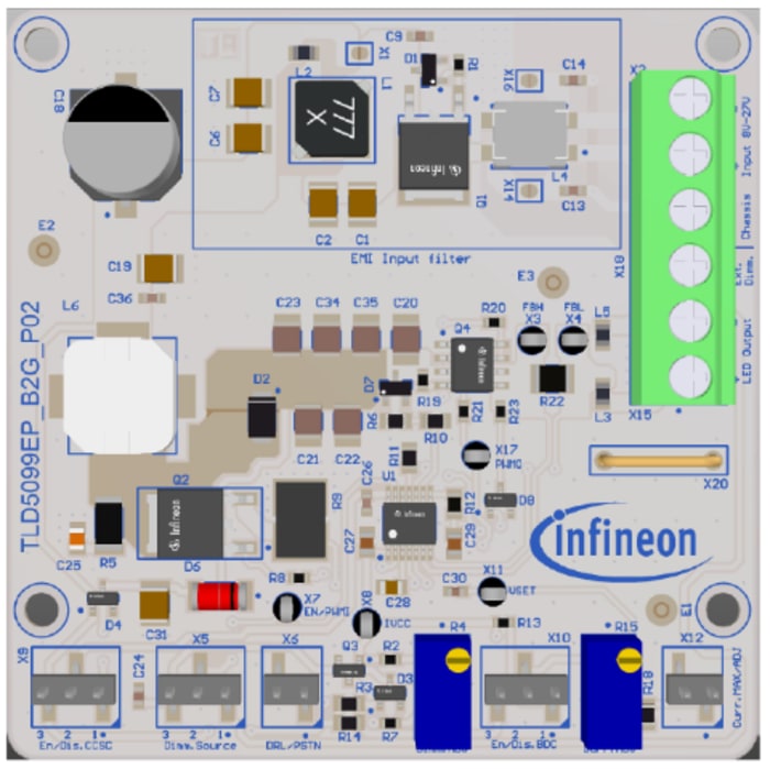 TLD5099EPB2GEVALKITTOBO1 Infineon | Infineon TLD5099EP-B2G EVALKIT Boost Controller for ...