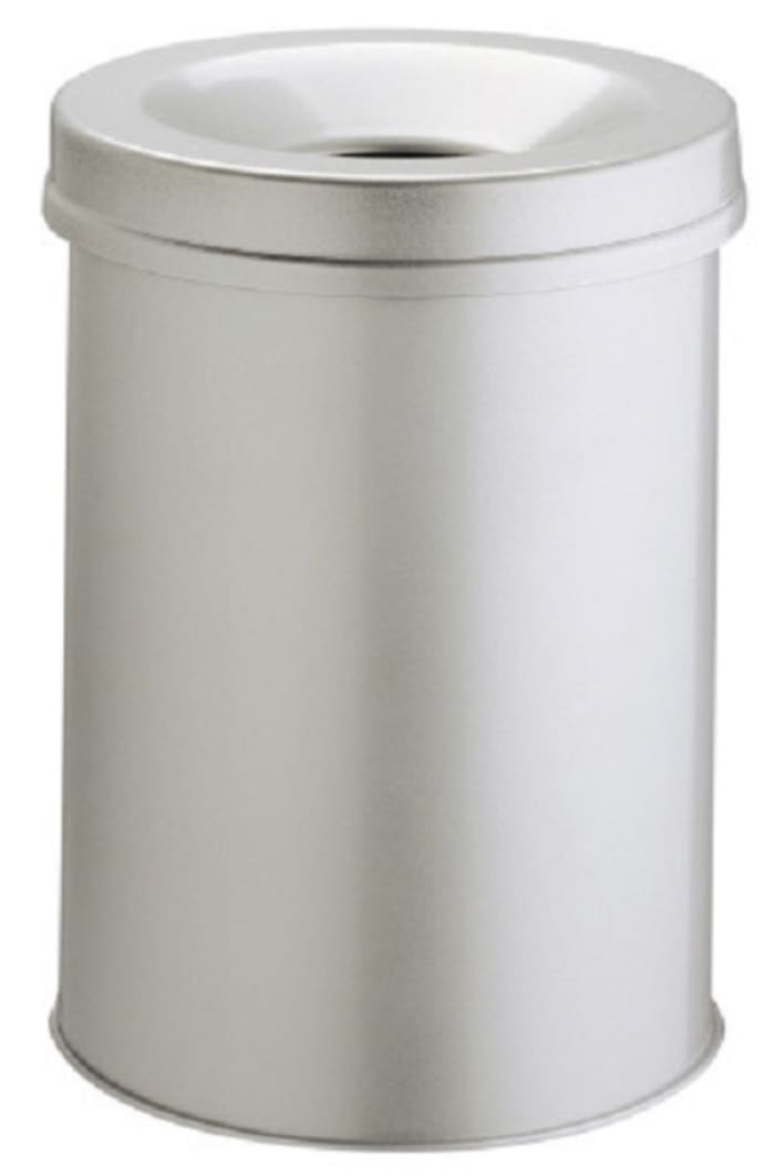 330510 Durable | Durable Waste Basket Safe Round 15L Grey Flip Steel ...