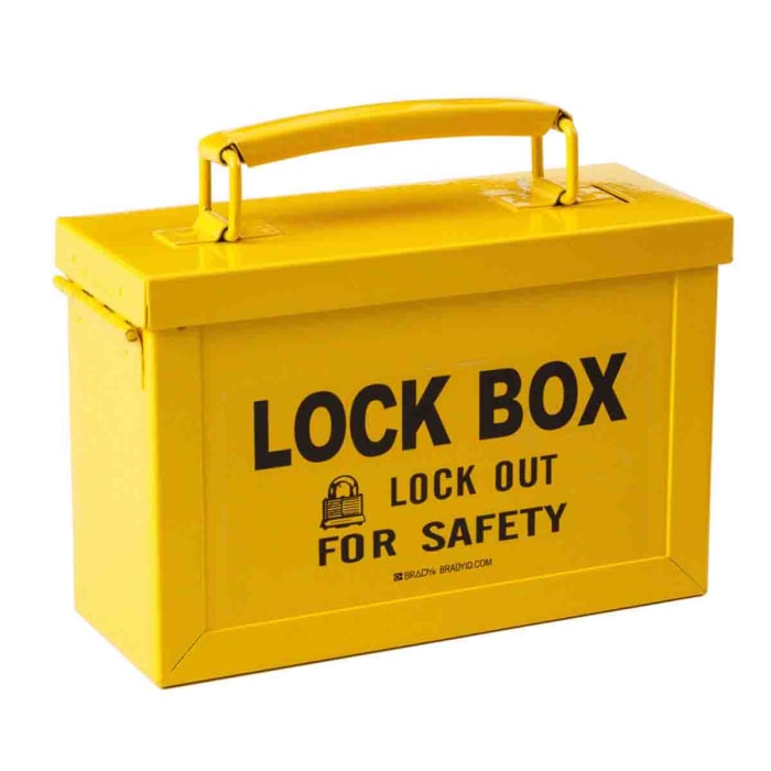 STEEL PORTABLE GROUP LOCK BOX YLW Brady | Brady 13 Padlock Lockout ...