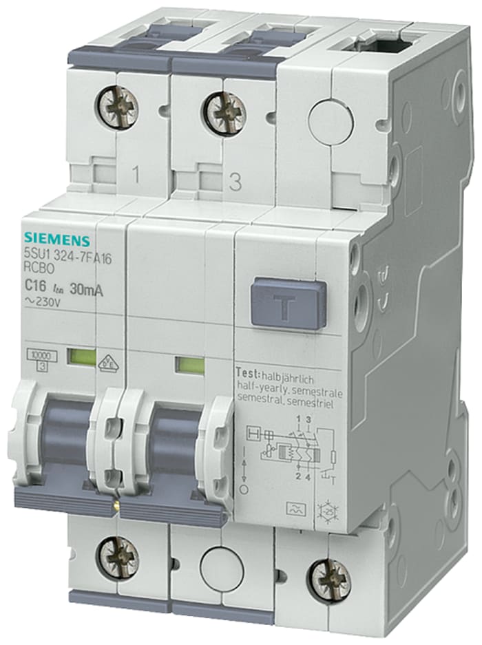 5SU1324-6KX06 Siemens | Siemens RCBO, 6A Current Rating, 2P Poles, 30mA ...