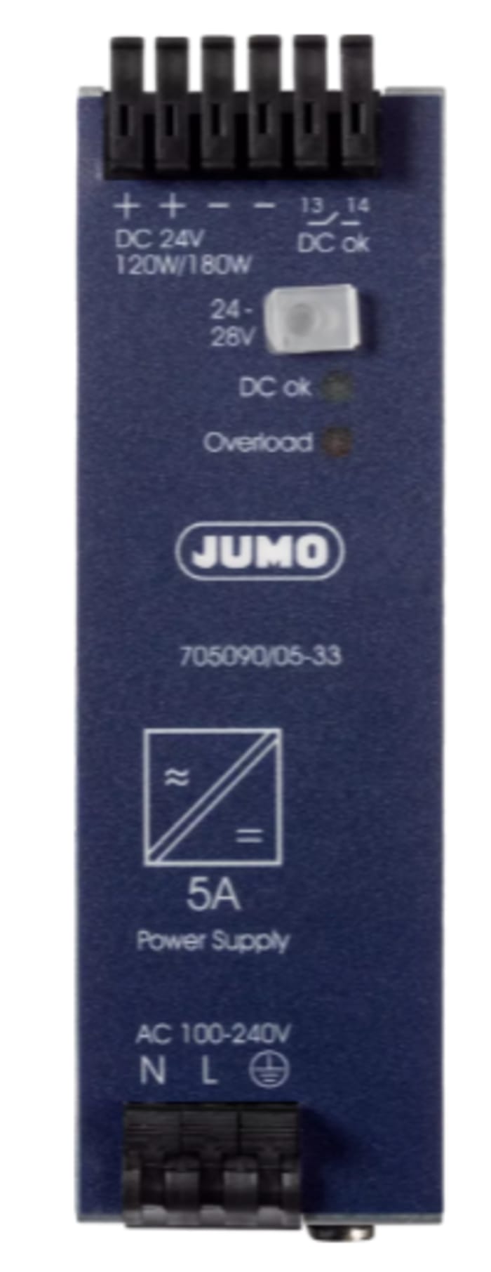 705090/03-33 Jumo | Jumo variTRON DIN Rail Power Supply, 100→200V ac ac ...