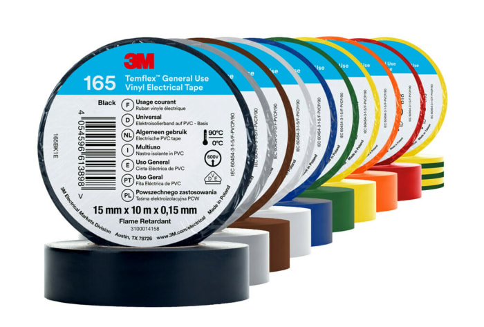 Temflex 165 15mm x 10m Rainbow 3M | 3M Temflex 165 Assorted Vinyl ...