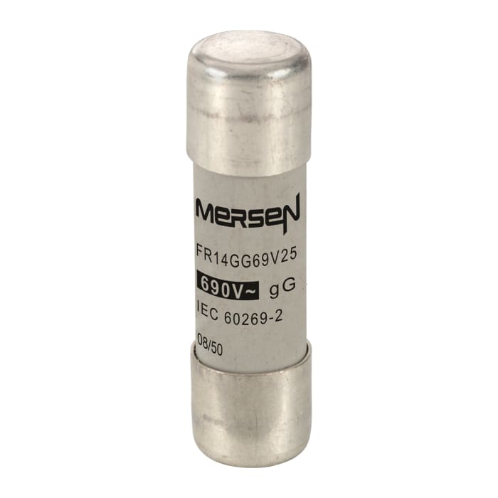 FR14GG69V25 Mersen | Mersen 25A Slow-Blow Ceramic Cartridge Fuse, 14 x ...