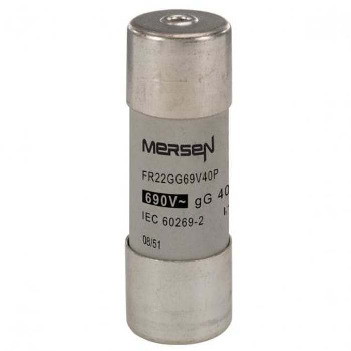 R212075 Mersen | Mersen 40A Slow-Blow Ceramic Cartridge Fuse, 22.2 x ...