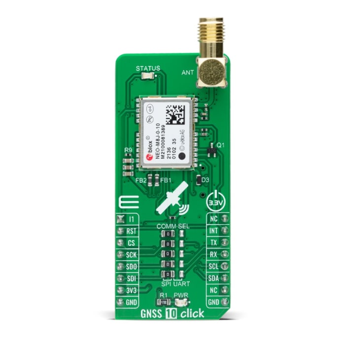 MIKROE-5078 MikroElektronika | MikroElektronika GNSS 10 Click NEO-M8J GNSS, GPS Add On Board for ...