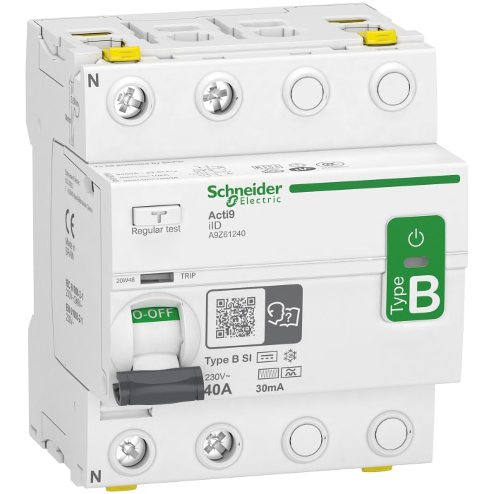 A9Z61240 Schneider Electric | Interruptor diferencial Schneider Electric, 40A Tipo B-SI, 2 Polos ...