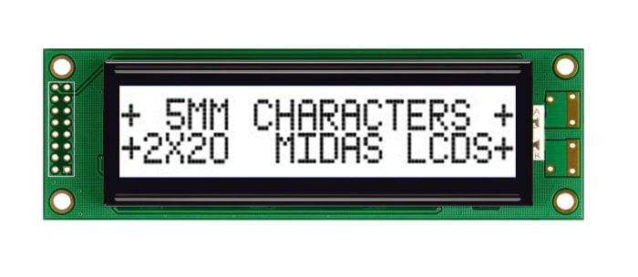 MC22005A6W-FPTLWI-V2 Midas | Midas MC22005A6W-FPTLWI-V2 Alphanumeric LCD Alphanumeric Display, 2 ...