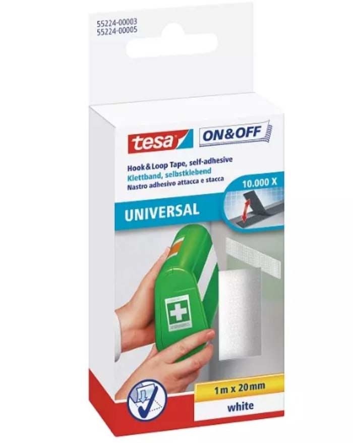 55224-00003-01 Tesa | Tesa White Hook & Loop Tape, 20mm x 1m | 249-6625 ...