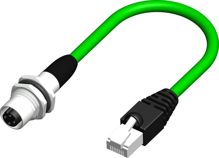 RS PRO | RS PRO, 500mm Cat5e, Green M12 to Female RJ45 Male, Braid ... RS PRO | RS PRO, 500mm Cat5e, Green M12 to Female RJ45 Male, Braid ...