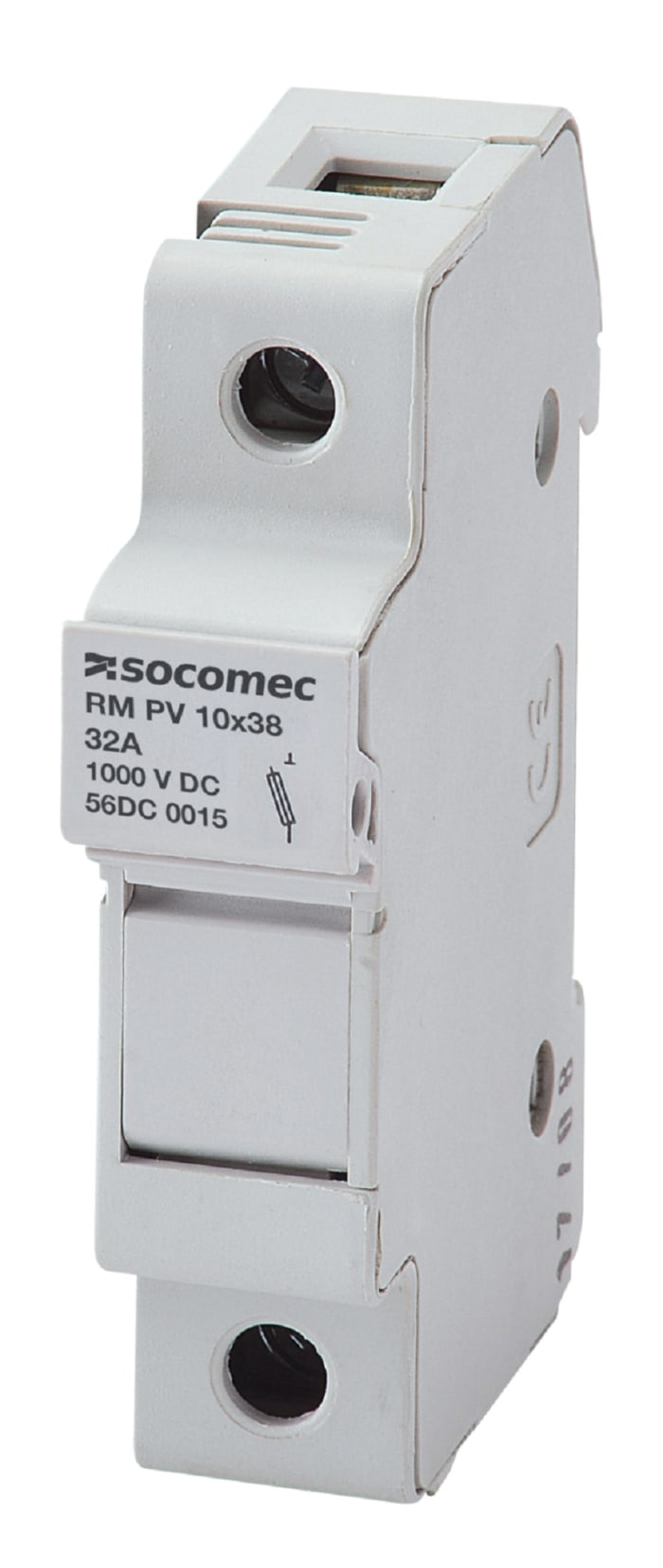 57PV0001 Socomec | Socomec 32A Fuse Holder for 10 x 38mm Fuse, 1P, 1kV dc | 252-3750 | RS Components