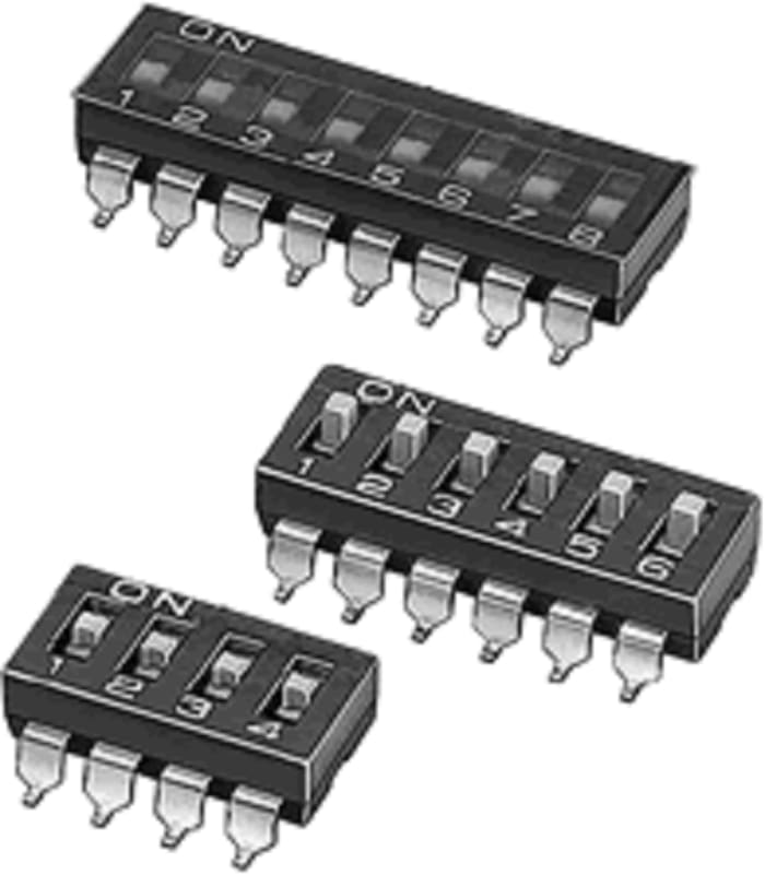 A6S-2104-PH Omron | Omron 2 Way Surface Mount DIP Switch SPST, Raised ...