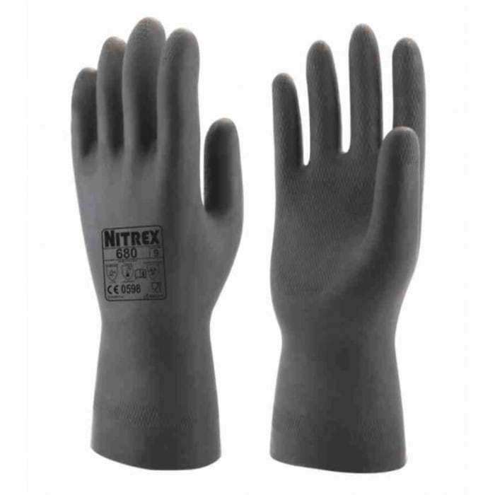 680-08 Unigloves | Unigloves 680 Black Latex Chemical Resistant Work ...