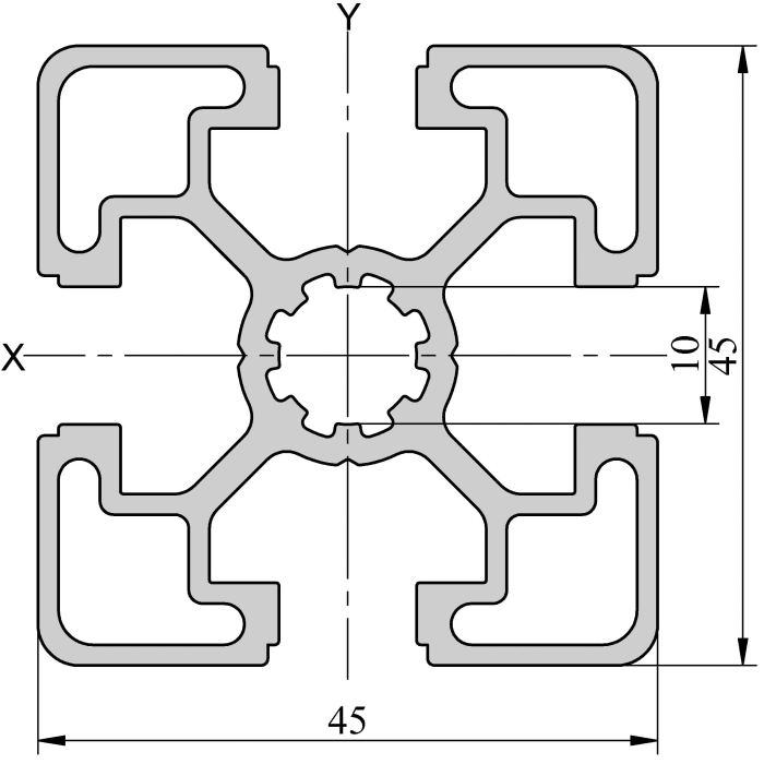RS PRO | RS PRO Silver Aluminium, Anodized Profile Strut, 45 x 45 mm ...