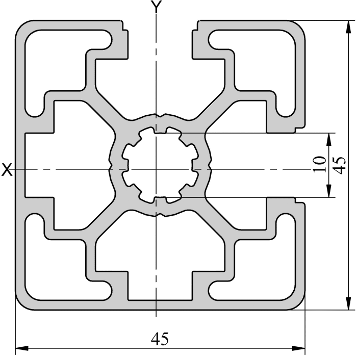 RS PRO | RS PRO Silver Aluminium, Anodized Profile Strut, 45 x 45 mm ...