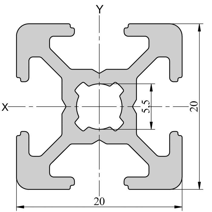 RS PRO | RS PRO Silver Aluminium, Anodized Profile Strut, 20 x 20 mm ...