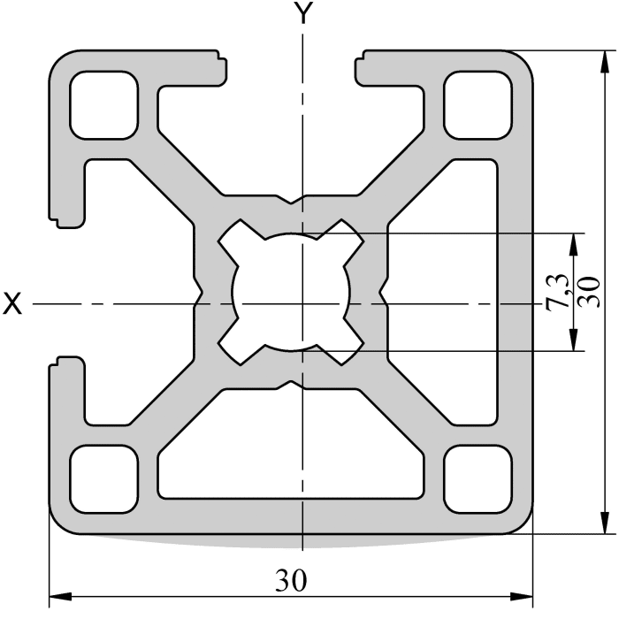 RS PRO | RS PRO Silver Aluminium, Anodized Profile Strut, 30 x 30 mm ...