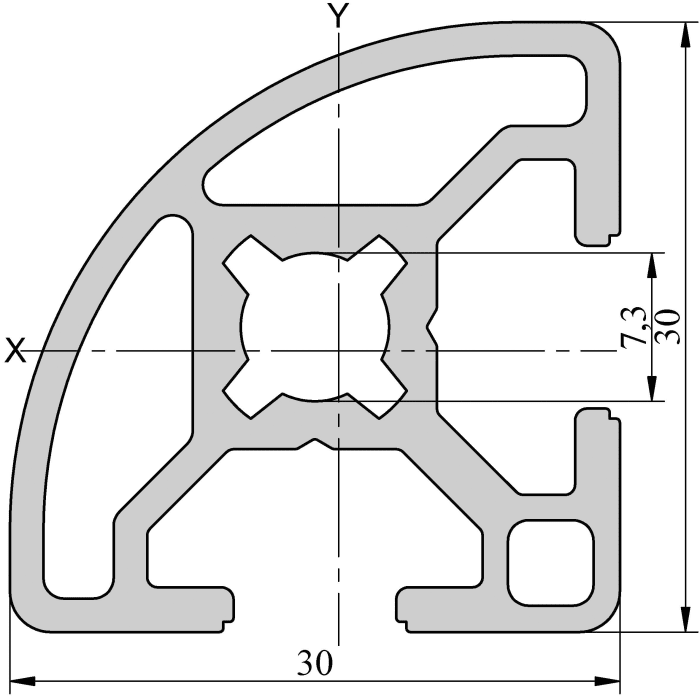 RS PRO | RS PRO Silver Aluminium, Anodized Profile Strut, 30 x 30 mm ...