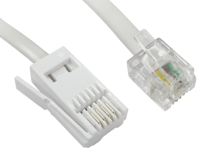 RS PRO | RS PRO Male BT to Male RJ11 Telephone Cable, White Sheath, 5m ...