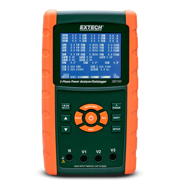 382100 Extech | Extech Power Quality Analyser, 3-Phase, 1200A Max, 600V ...