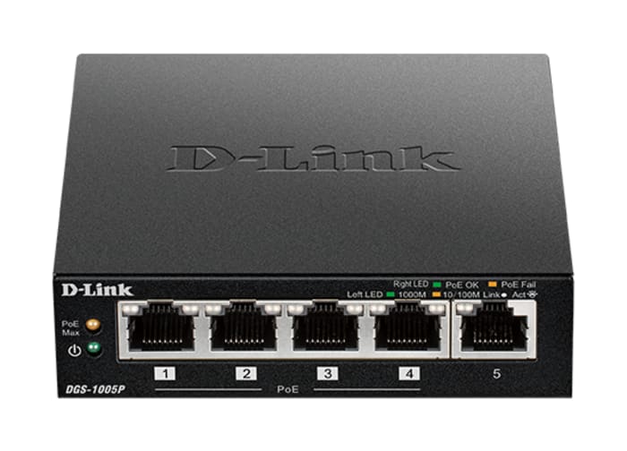 DGS-1005P/E D-Link | D-Link 5-Port Desktop Gigabit PoE+ Switch ...