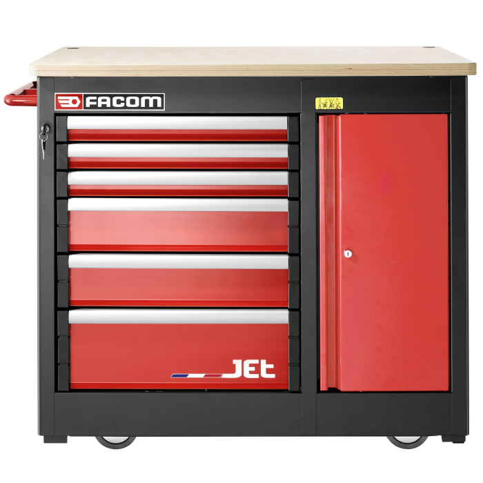 JET.6MWBAPF Facom | Facom 6 Drawer Beech Wood Wheeled Tool Cabinet ...