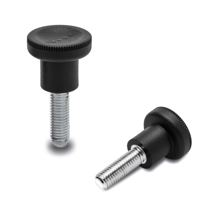 243121-C1 Elesa | Elesa 243121-C1 Black Glass Fibre Reinforced Polyamide Round Knob, M5 x 10 ...