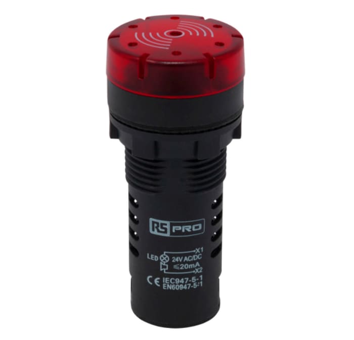 RS PRO | RS PRO, Panel Mount Red LED Pilot Light, 24V ac/dc | 271-7485 | RS