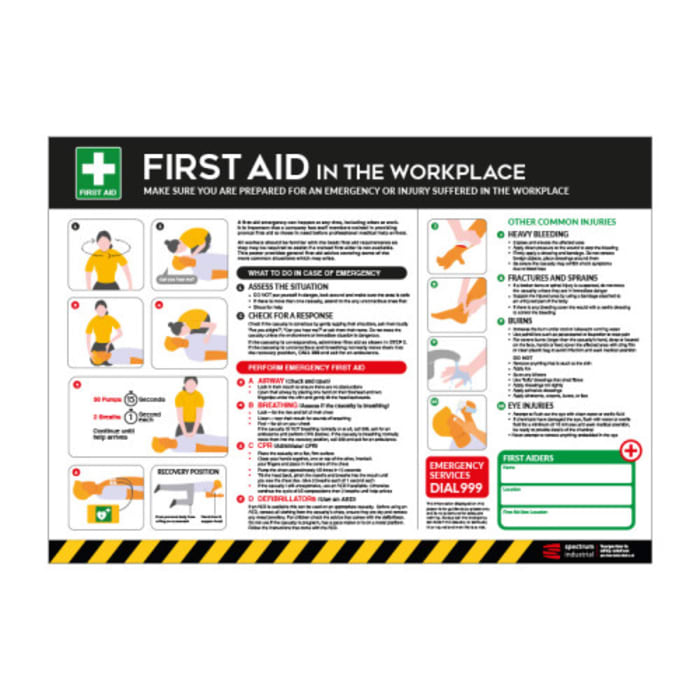 16208 Spectrum Industrial | Workplace First Aid Guidance Safety Poster ...