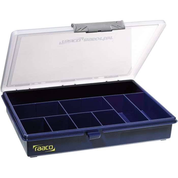 136150 Raaco | Raaco 9 Cell Blue, Transparent Polypropylene Compartment ...