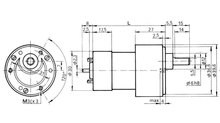 RH158-24-30 Micro Motors | Micro Motors Geared DC Motor, 24 V, 20 Ncm, 6mm Shaft Diameter | 283 ...