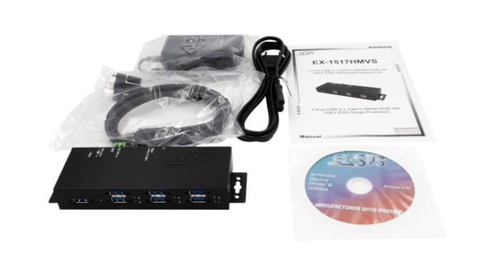 EX-1517HMVS Exsys | Exsys 7 Port USB 3.2 USB A, USB B Hub, USB Bus ...