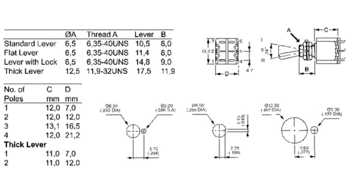 5636MAB APEM | APEM Toggle Switch, Panel Mount, On-On, Solder Lug ...