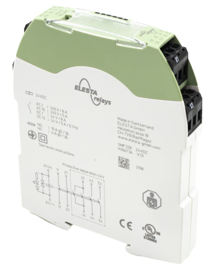 SMF328-12VDC (H306734) Elesta | Elesta DIN Rail Force Guided Relay, 12 ...