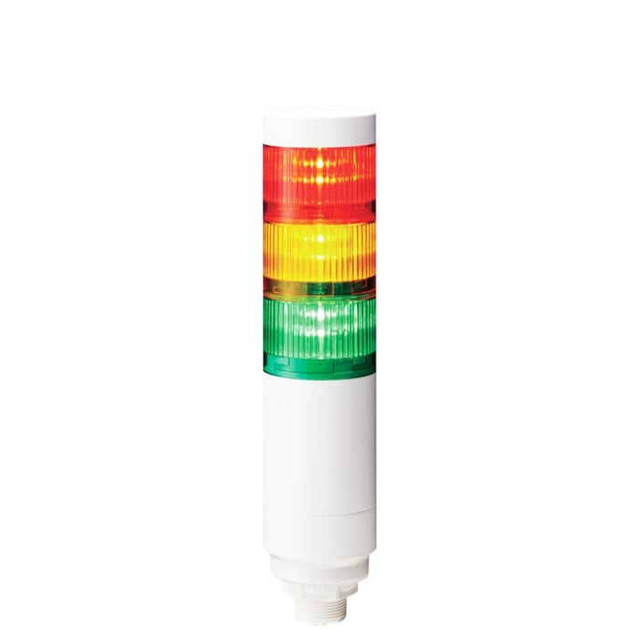 LR6-302WCNW-RYG+FB295 Patlite | Patlite LR Series Multicolour Signal Tower, 3 Lights, 24 V dc ...