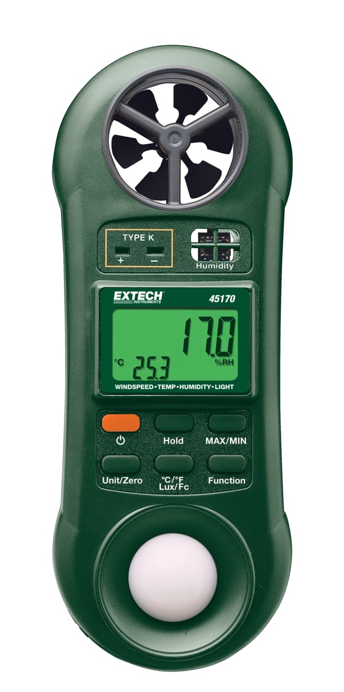 45170 Extech | Extech 45170 Rotary Vane Anemometer, 30m/s Max, Measures ...
