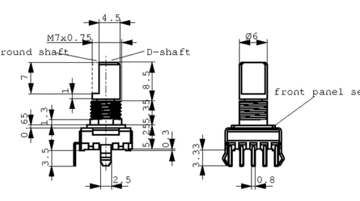 E33-VT632-M03T Elma | Elma Quadrature Mechanical Rotary Encoder with a 6 Round Shaft, Through ...