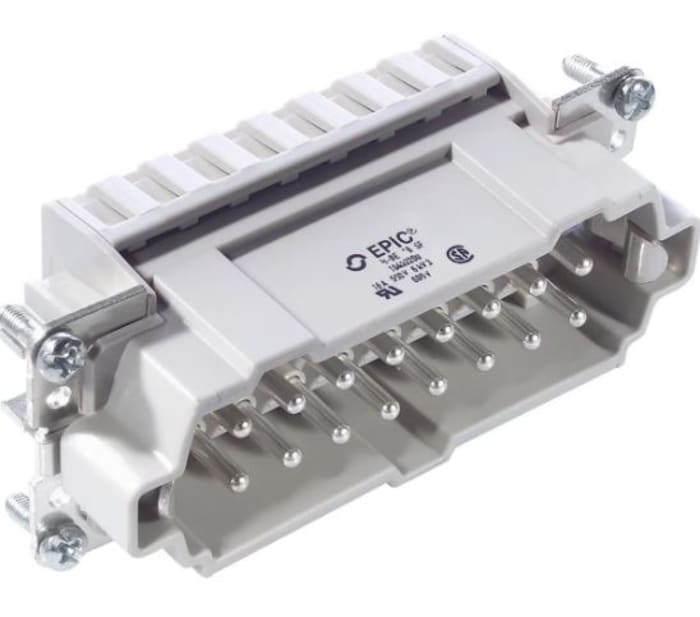 10400200 EPIC | EPIC Heavy Duty Power Connector Insert, 16A, Male, H-BE Series, 16 Contacts ...