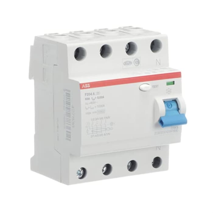 2CSF204101R1630 - F204A-63/0.03 ABB | ABB F200 RCCB, 63A, 4 Pole, 30mA, Type A, 230/400V ac ...