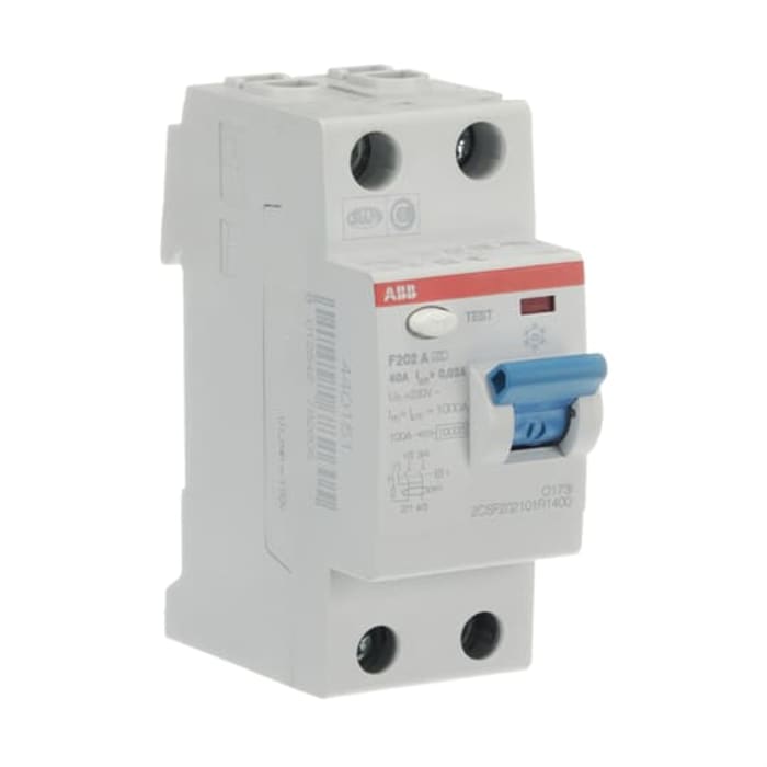 2CSF202101R1400 - F202A-40/0.03 ABB | ABB F200 RCCB, 40A, 2 Pole, 30mA, Type A, 230V | 488-7182 | RS